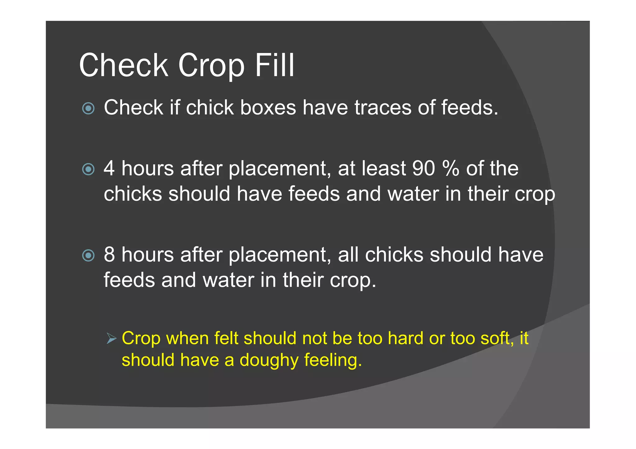 Pre –brooding, brooding and rearing management of chicks | PDF