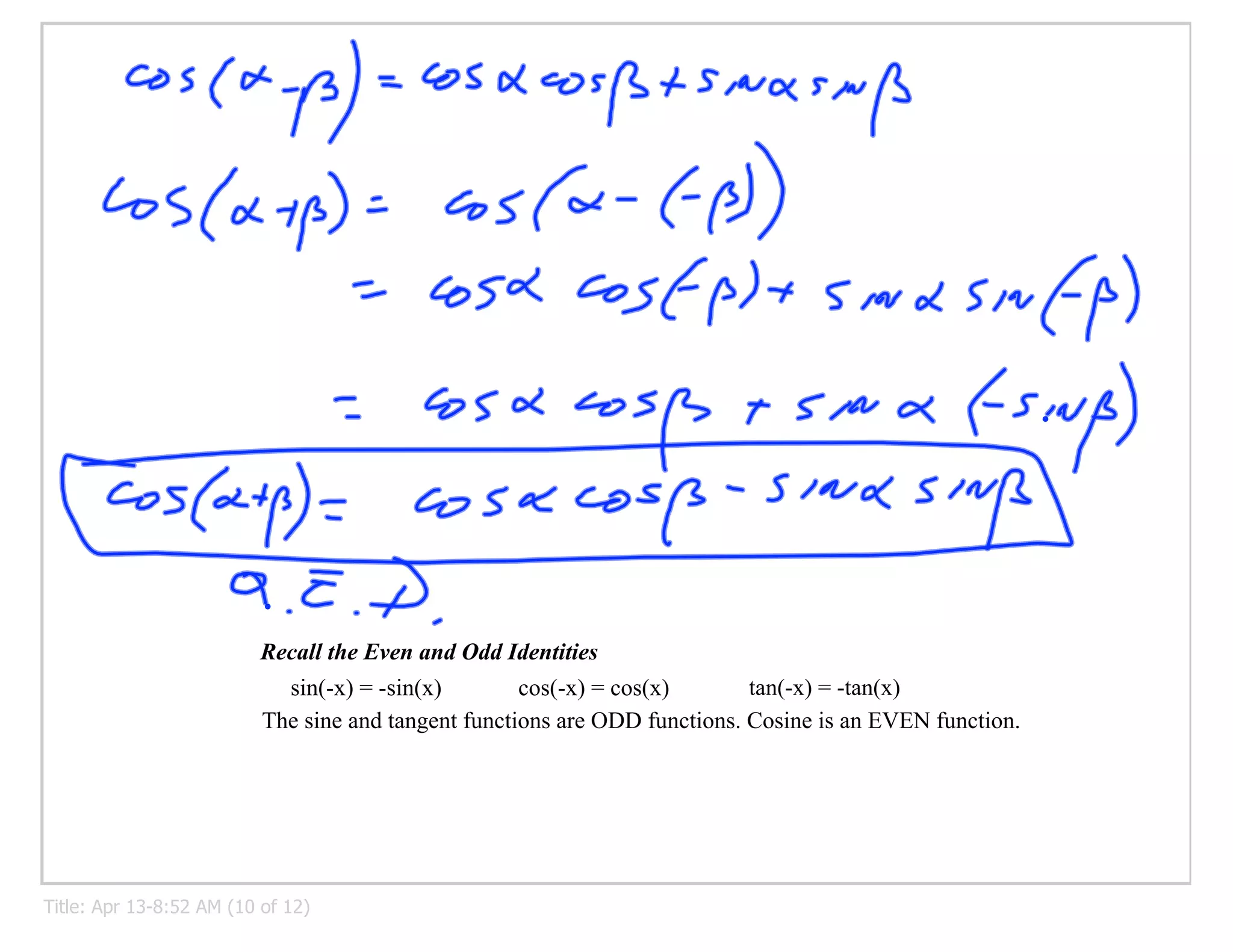 Pre-Cal 40S Trigonometric Identities Math Dictionary | PDF