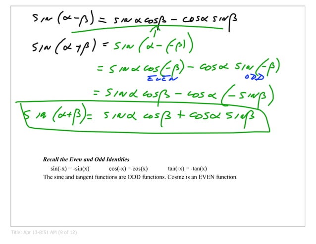 Pre-Cal 40S Trigonometric Identities Math Dictionary | PDF | Physics ...
