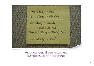 Precal 20 S Adding And Subtracting Rational Expressions | PDF
