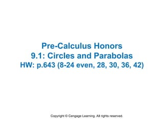 PreCalculus : Circles, Parabolas, and Ellipse | PPT