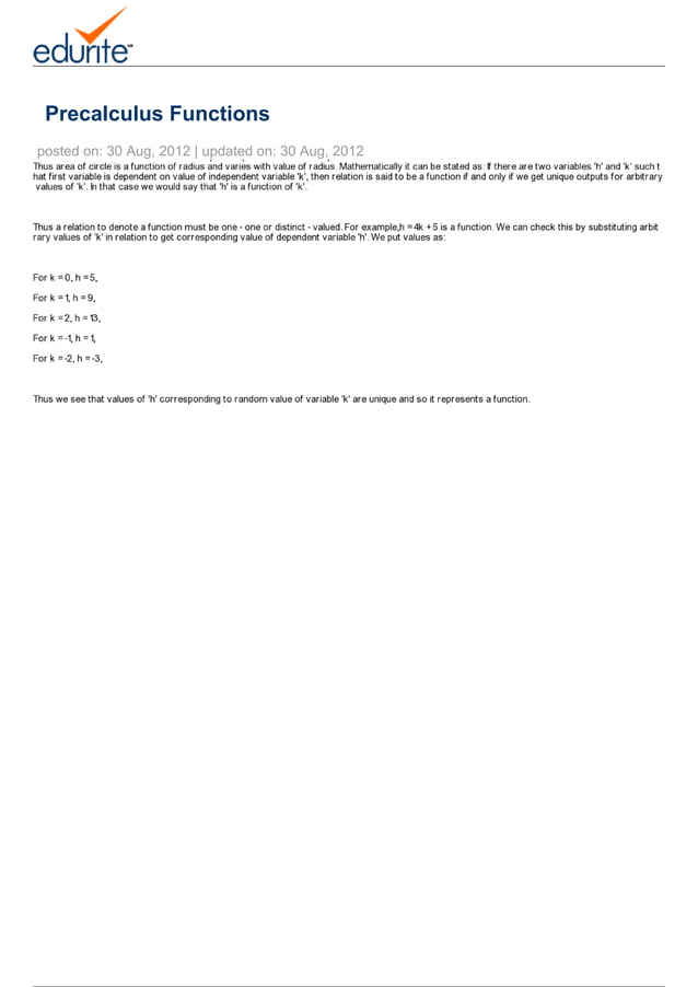 Precalculus Functions | PDF