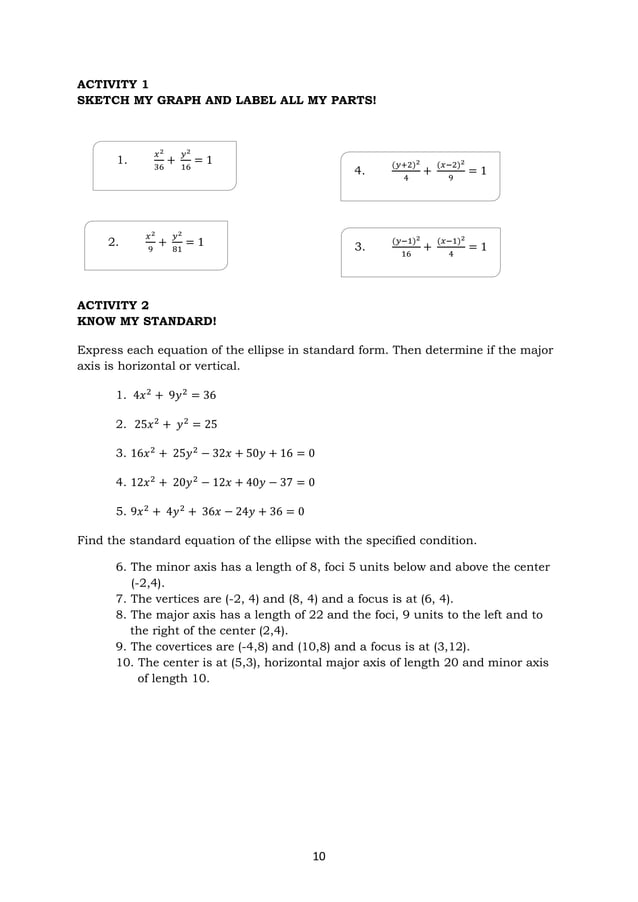 Precalculus11 q1 mod3_ellipses_v2 | PDF