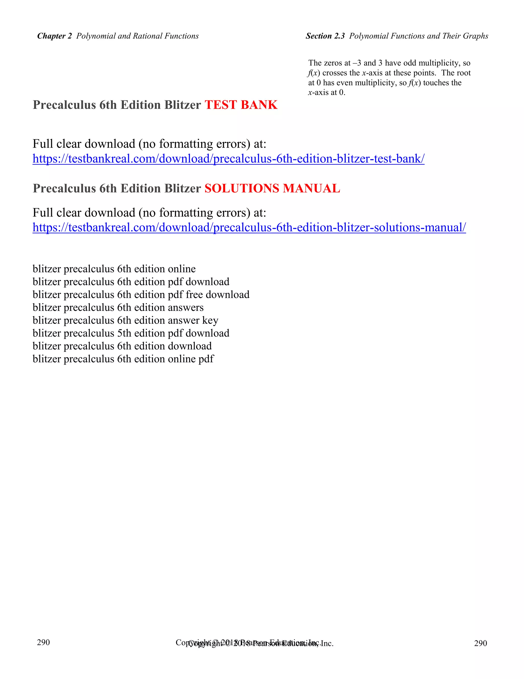 Precalculus 6th edition blitzer test bank | PDF