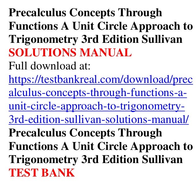 Precalculus Concepts Through Functions A Unit Circle Approach To Trig…