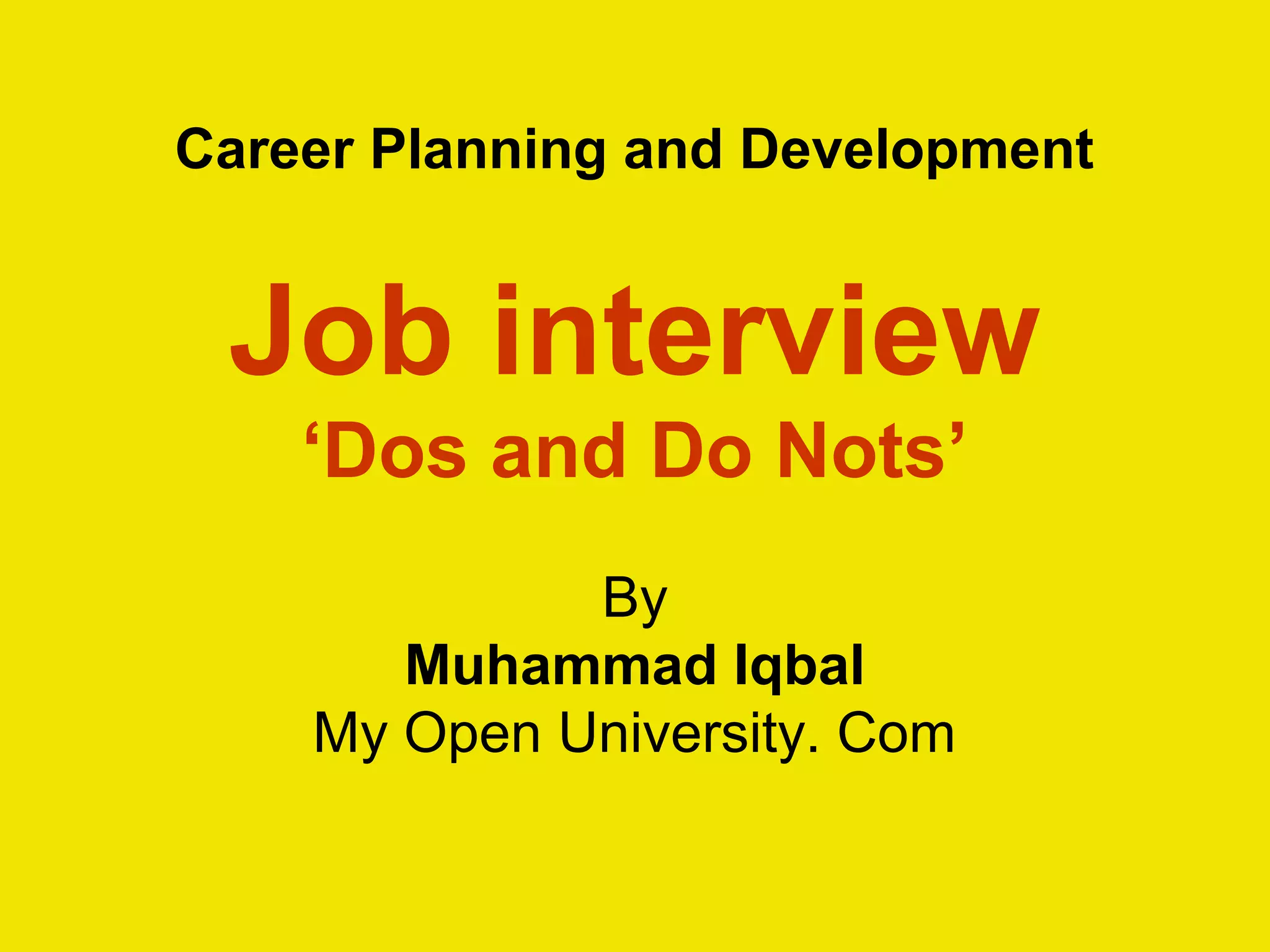 Career Planning - Job Interview | PPT
