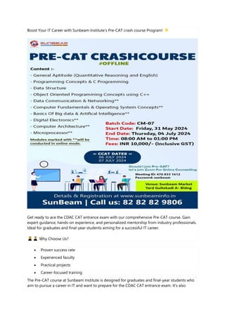 Sunbeam Institute’s Pre-CAT crash course Program | PDF