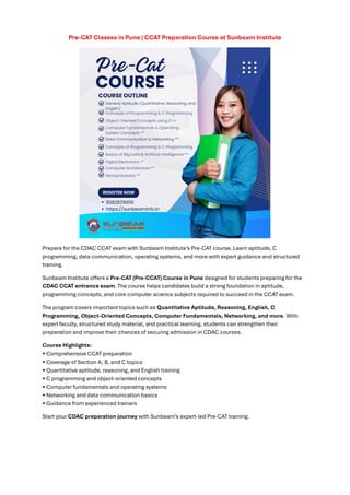 Pre-CAT Classes in Pune for CDAC CCAT Exam Preparation | PDF