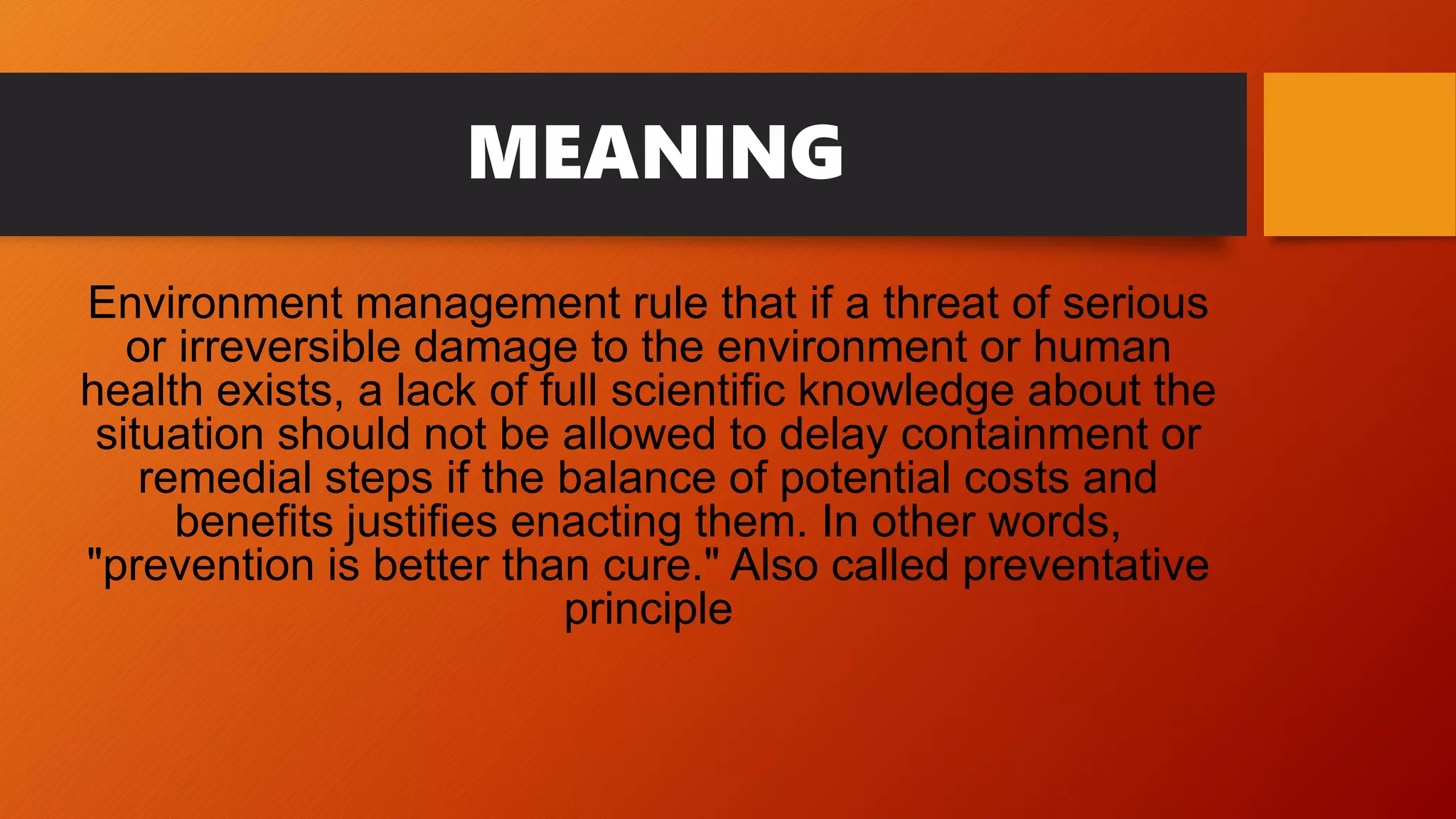 Precautionary principle / Precautionary principle in environmental law ...