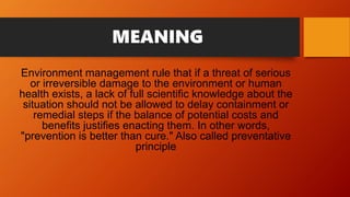 Precautionary principle / Precautionary principle in environmental law ...