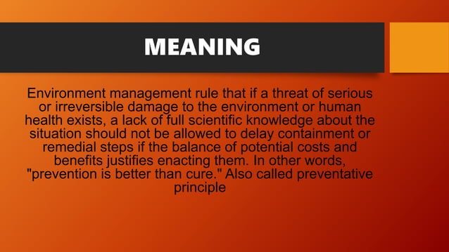 Precautionary principle / Precautionary principle in environmental law ...