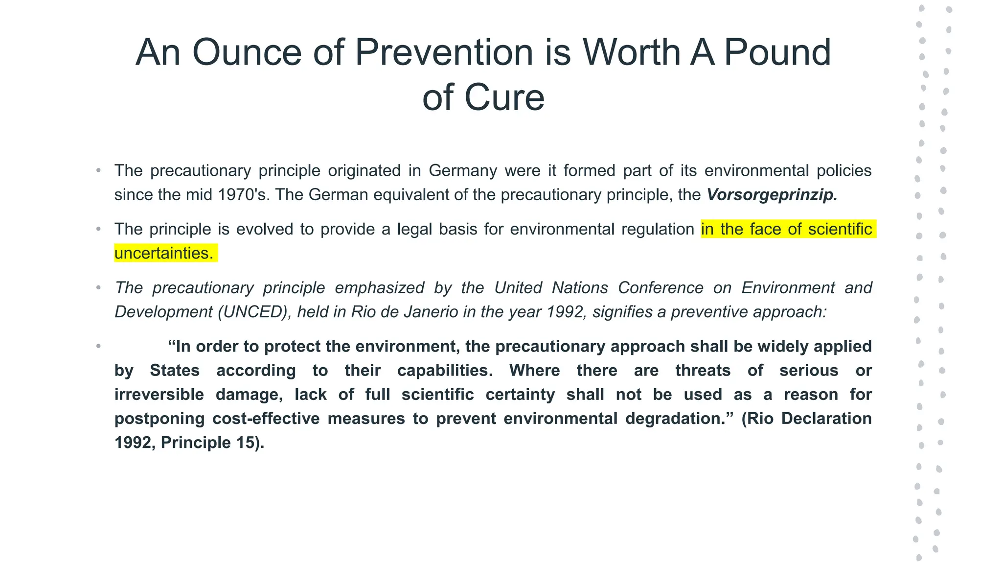 Precautionary Principle in Environmental Law | PPTX