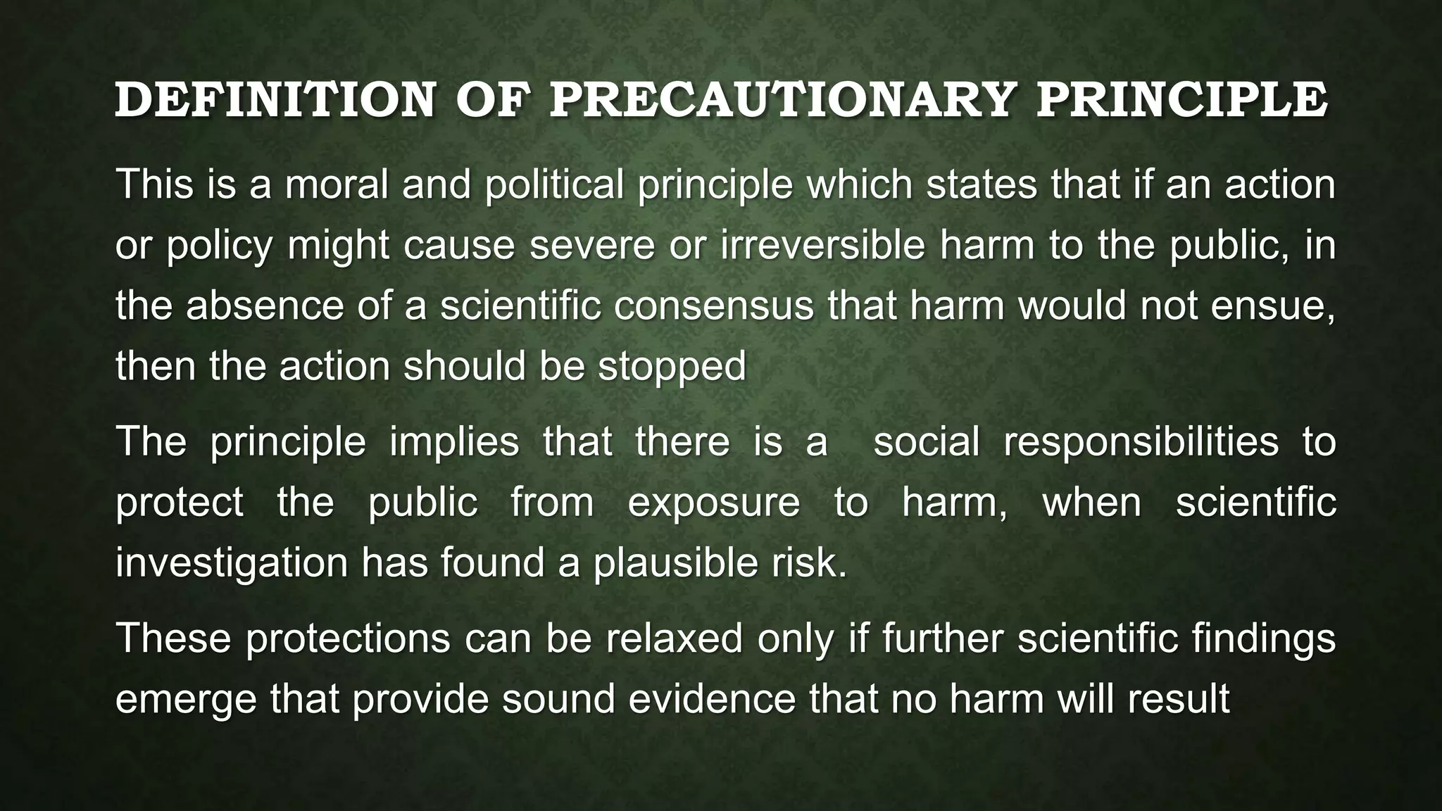 Precautionary principle and the polluter pay principle | PPTX