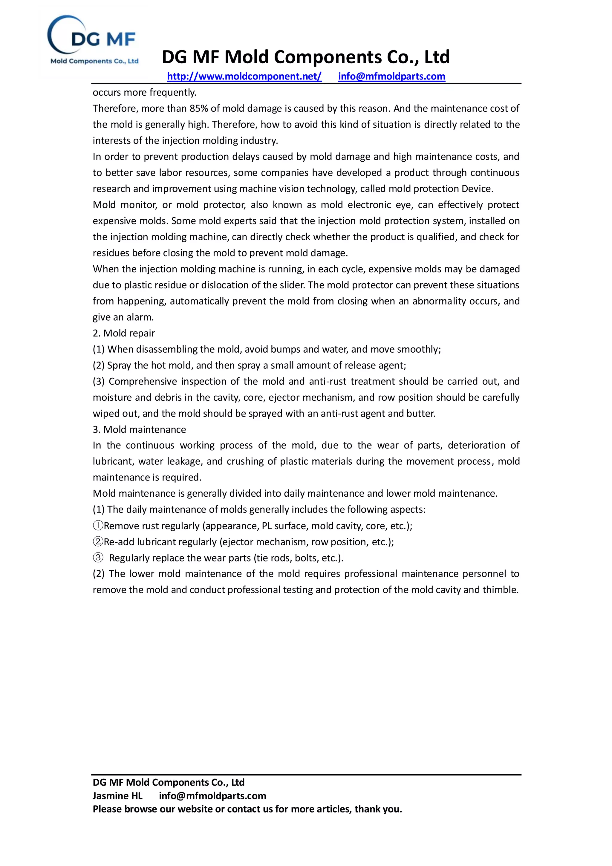 Precautions for injection mold maintenance | PDF