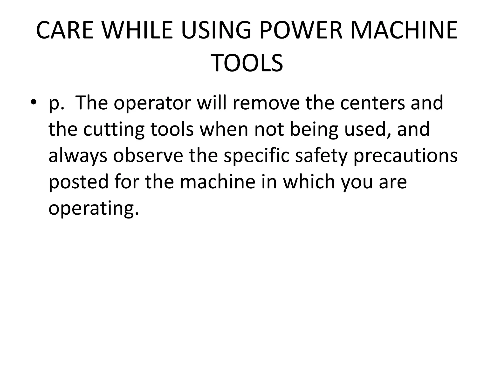 Precautions using machine tools | PDF