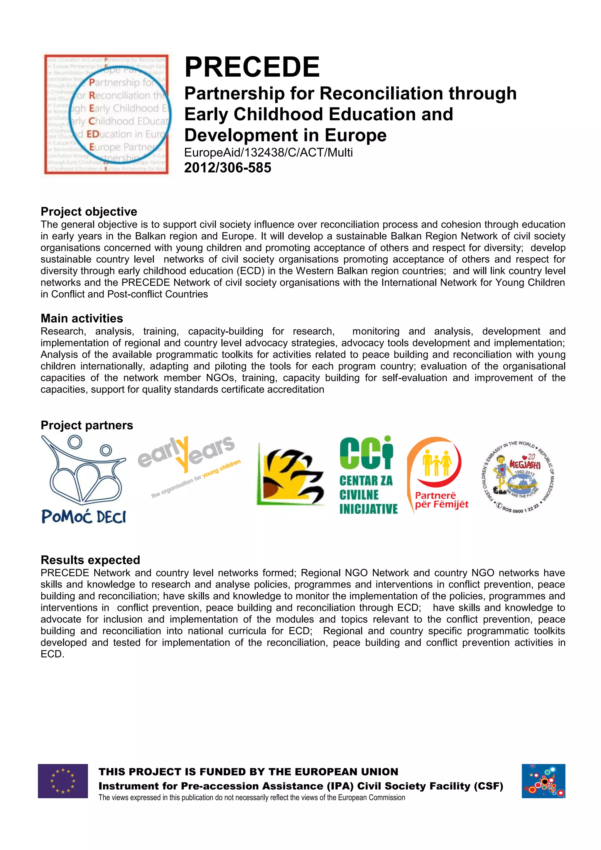 PRECEDE Partnership for Reconciliation through Early Childhood ...