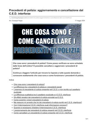 Precedenti di polizia: aggiornamento e cancellazione dal C.E.D ...