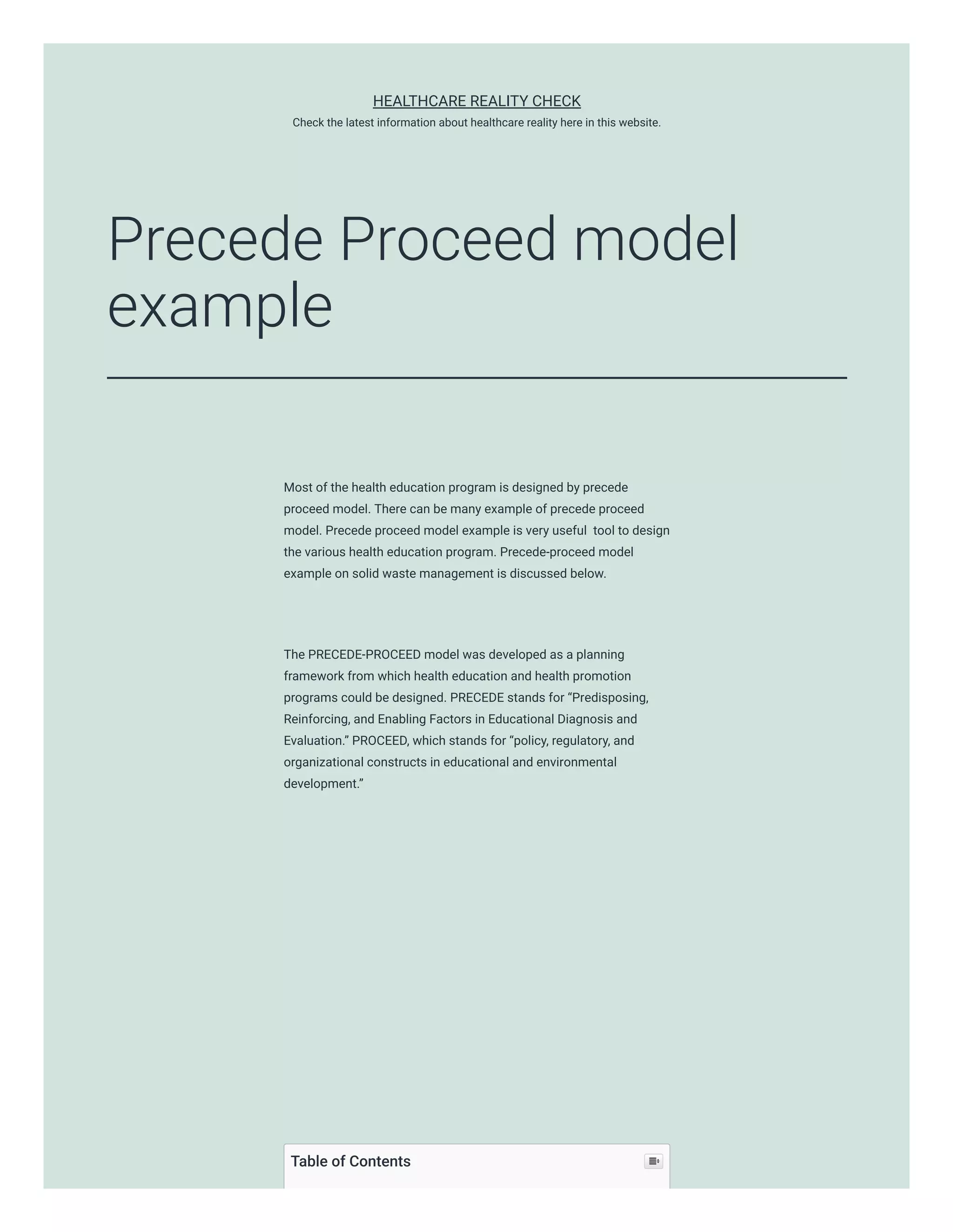 Precede proceed model example | PDF
