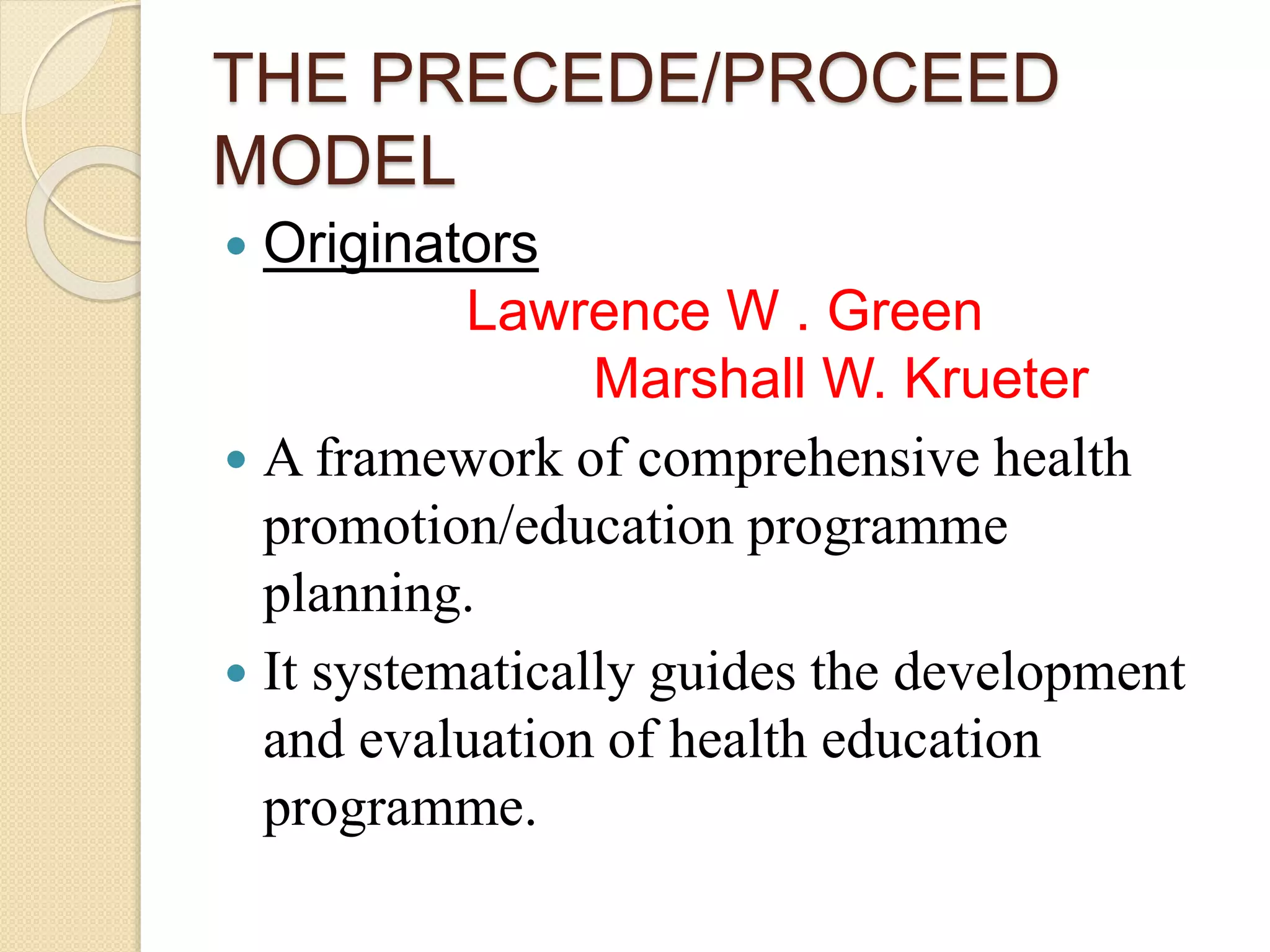Preceed proceed model of health planning | PPTX
