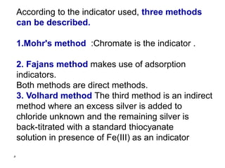 Precepitation titration mohrs method | PDF | Chemistry | Science