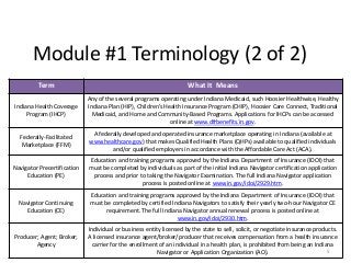 Indiana Navigator Precertification Training Module 1A | PPTX