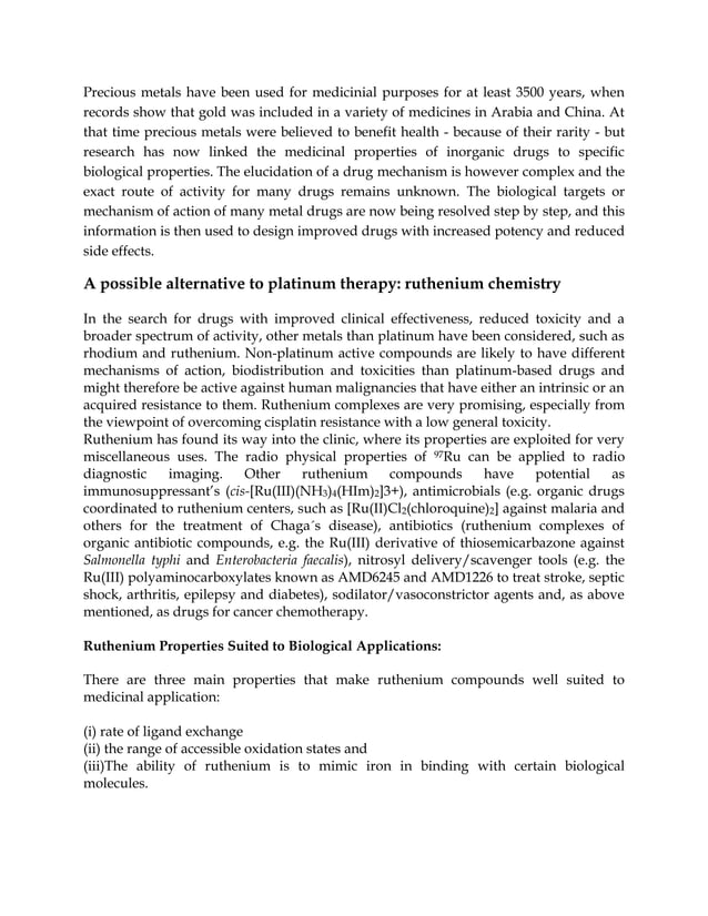 Ruthenium Based Anti Cancer Drugs Docx
