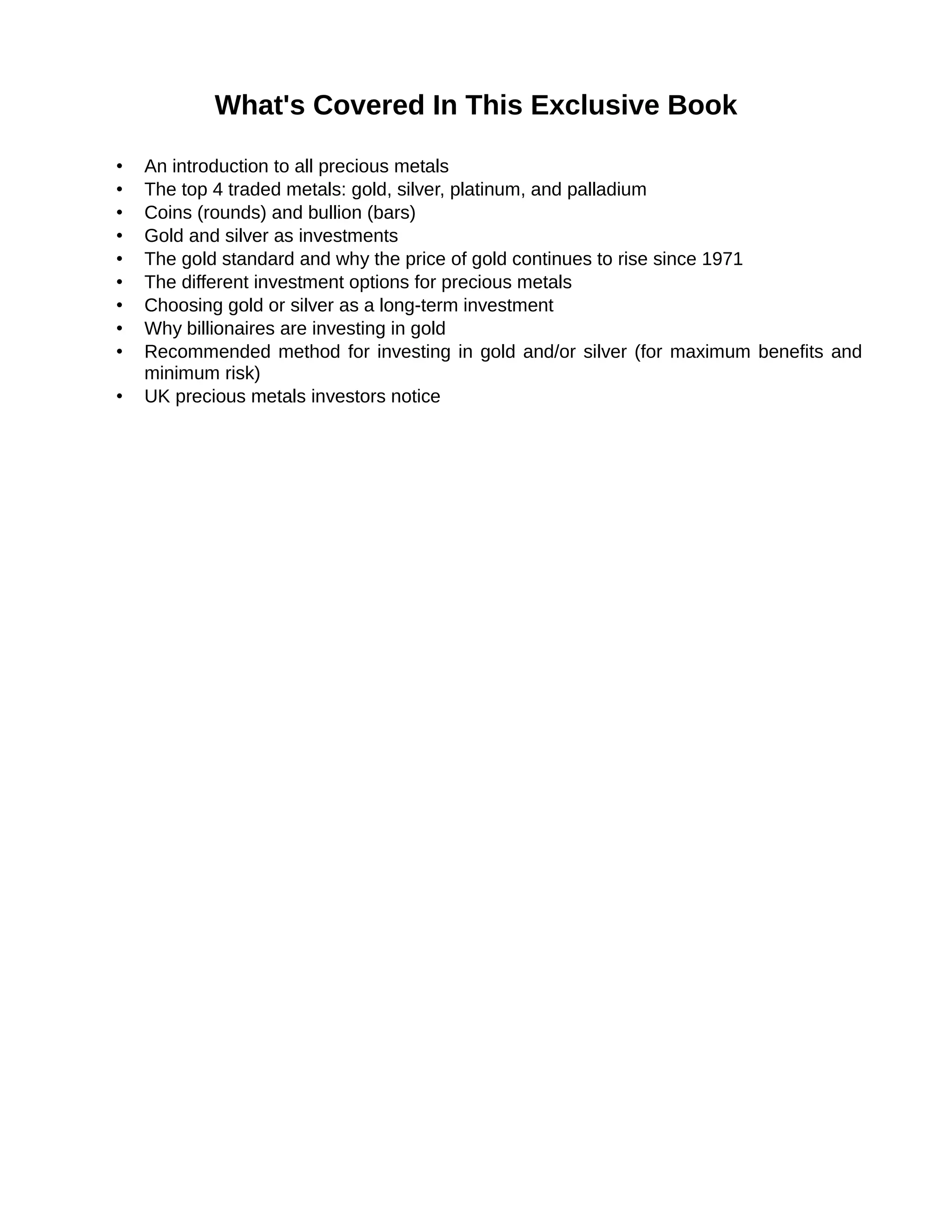 Precious metals investing cheat sheet for maximum roi & minimum risk ...