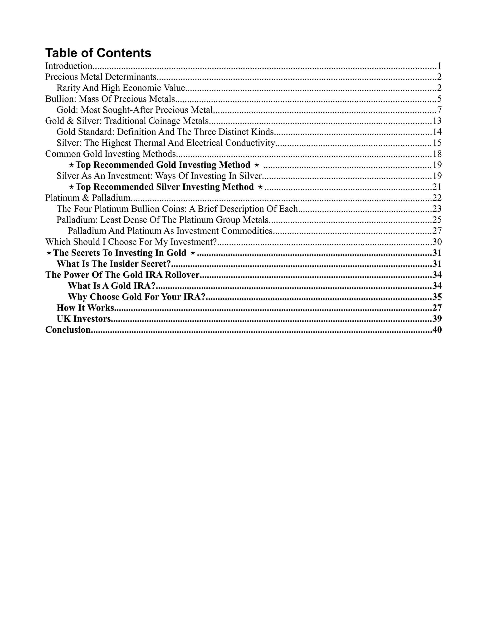 Precious metals investing cheat sheet for maximum roi & minimum risk ...
