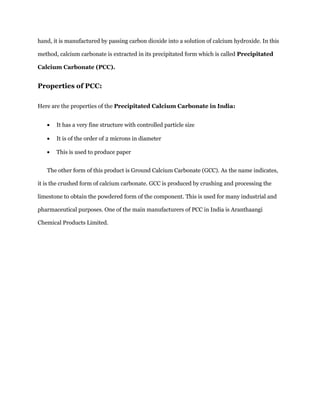 Precipitated Calcium Carbonate - Calcium Carbonate in India | PDF