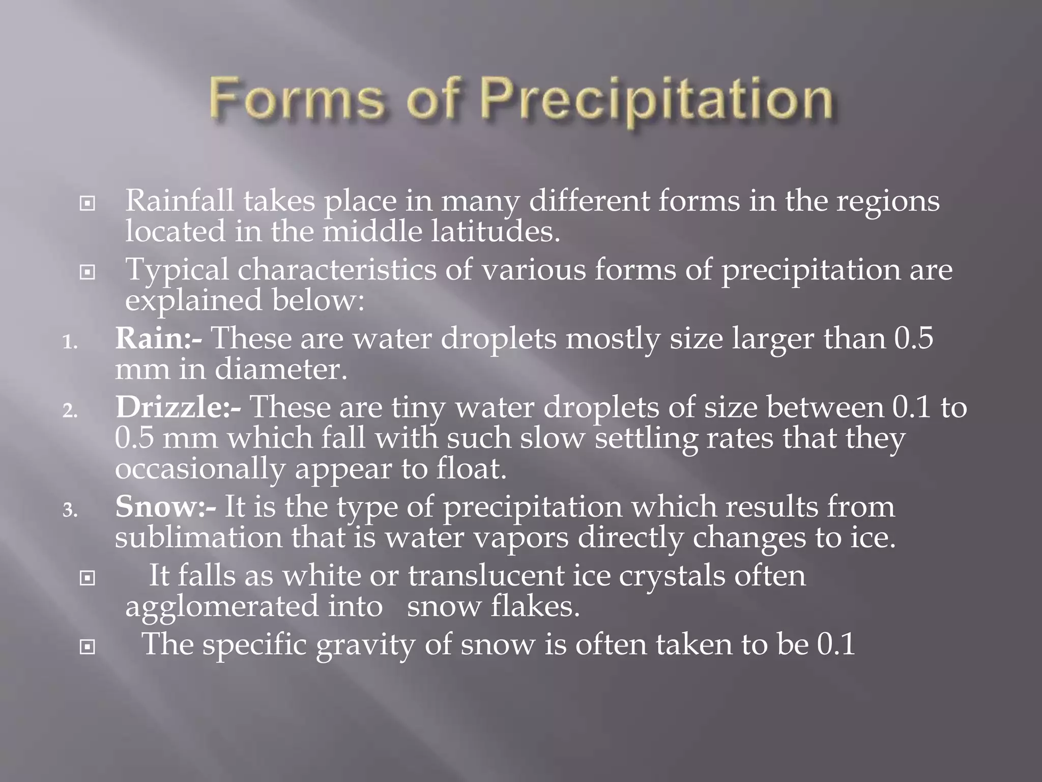 Precipitation, types and their different forms. | PPTX