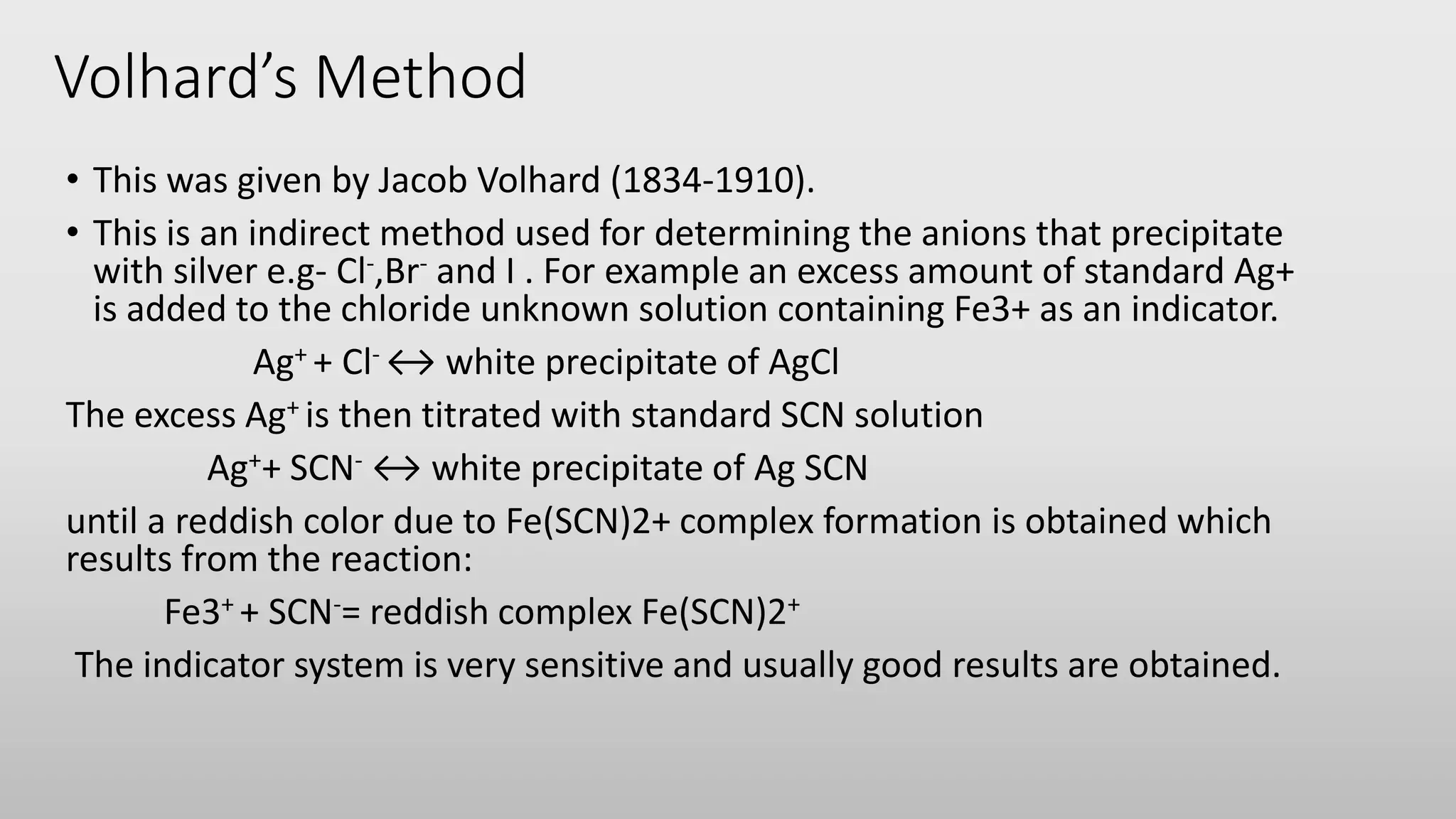 A presentation on precipitation titration & its implication On ...