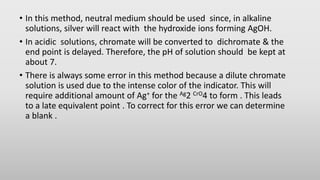 A presentation on precipitation titration & its implication On ...
