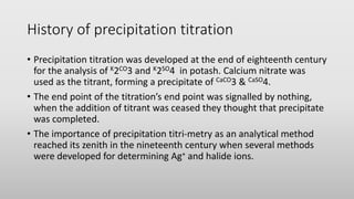 A presentation on precipitation titration & its implication On ...