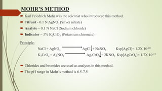 precipitation titration dpharm 1st year. | PPTX