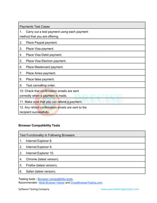 Ecommerce Website Testing Checklist | PDF