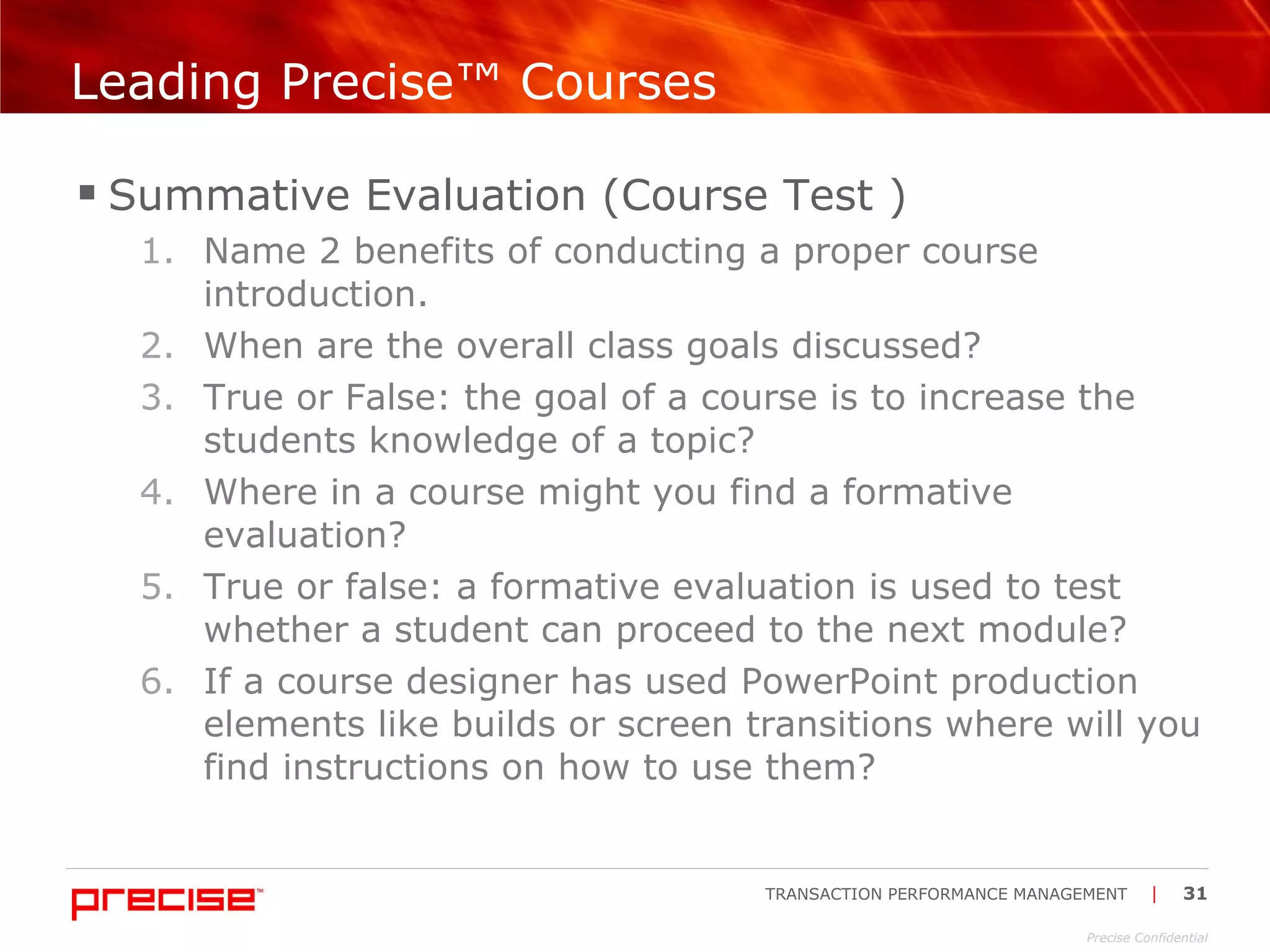 Precise Train the Trainer Course Materials | PPT