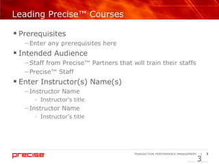 Precise Train the Trainer Course Materials | PPT