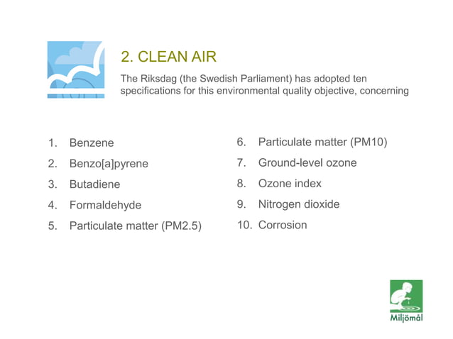 Specifications of the 16 environmental quality objectives | PPT