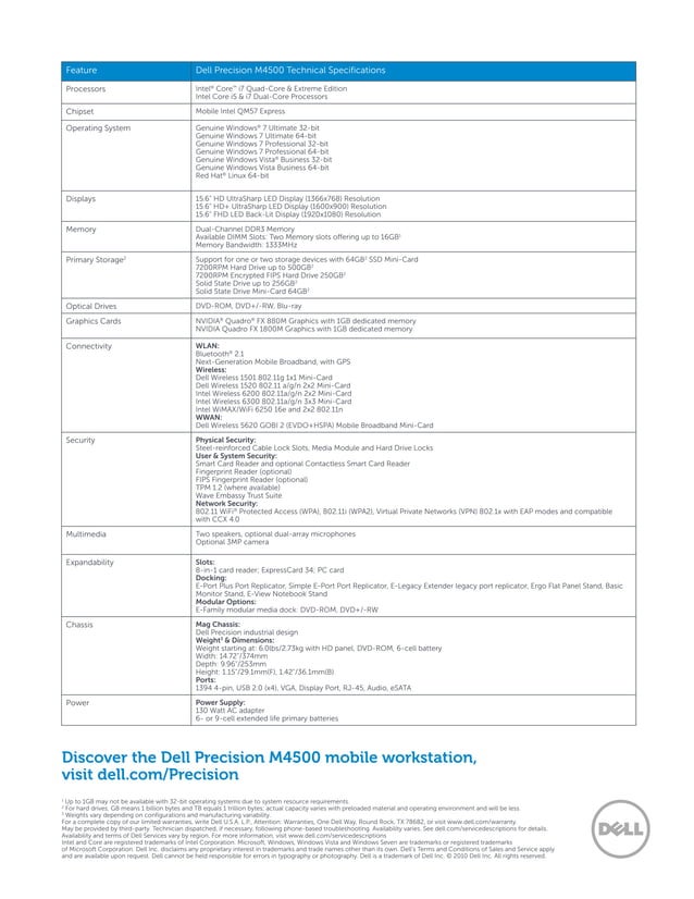 Precision m4500-specsheet | PDF