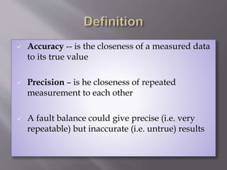 Precision and accuracy, science, lab report, terminology | PPT