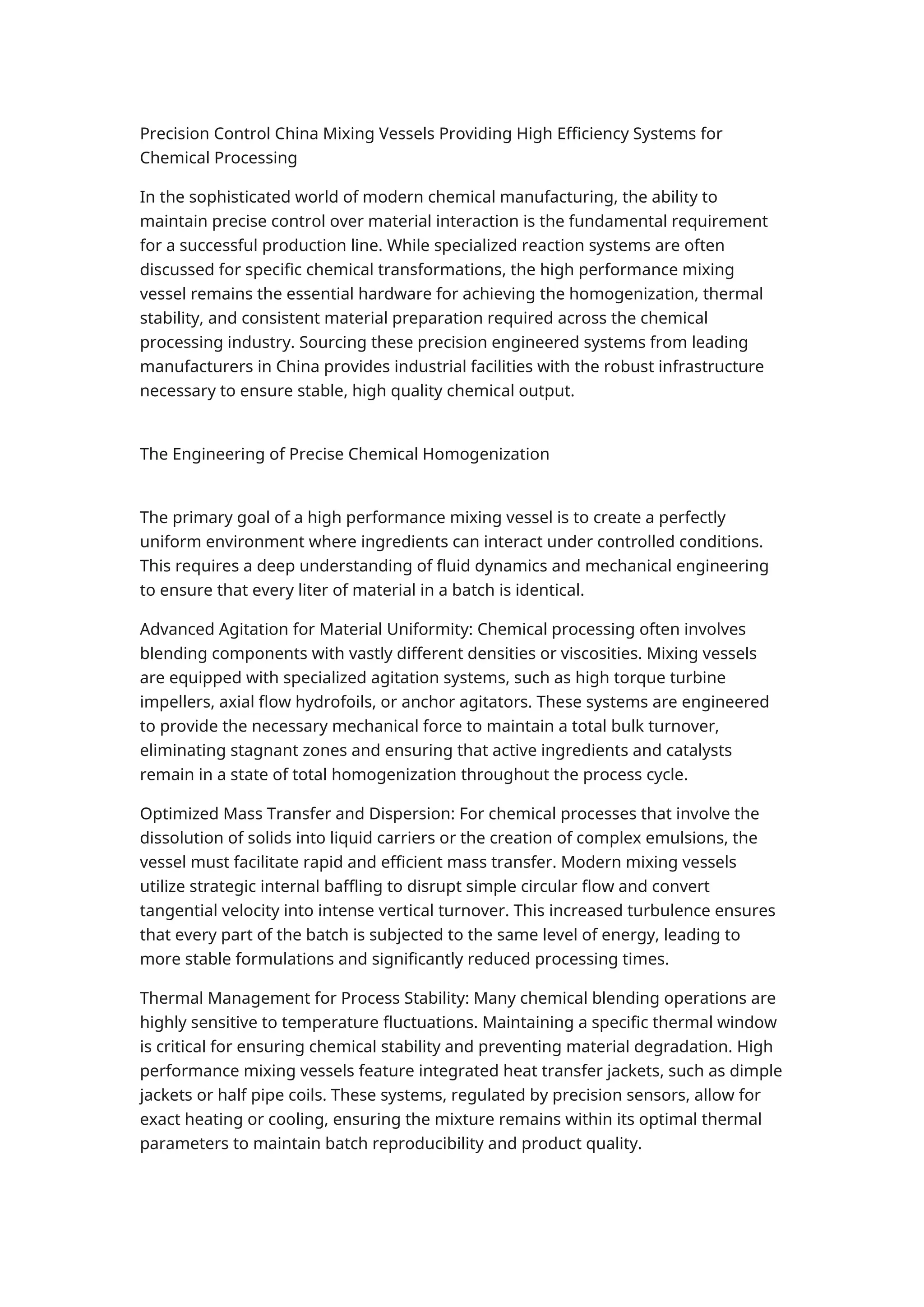 Precision Control China Mixing Vessels Providing High Efficiency ...