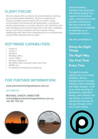 Precision mining solutions capability statement technology and process | PDF