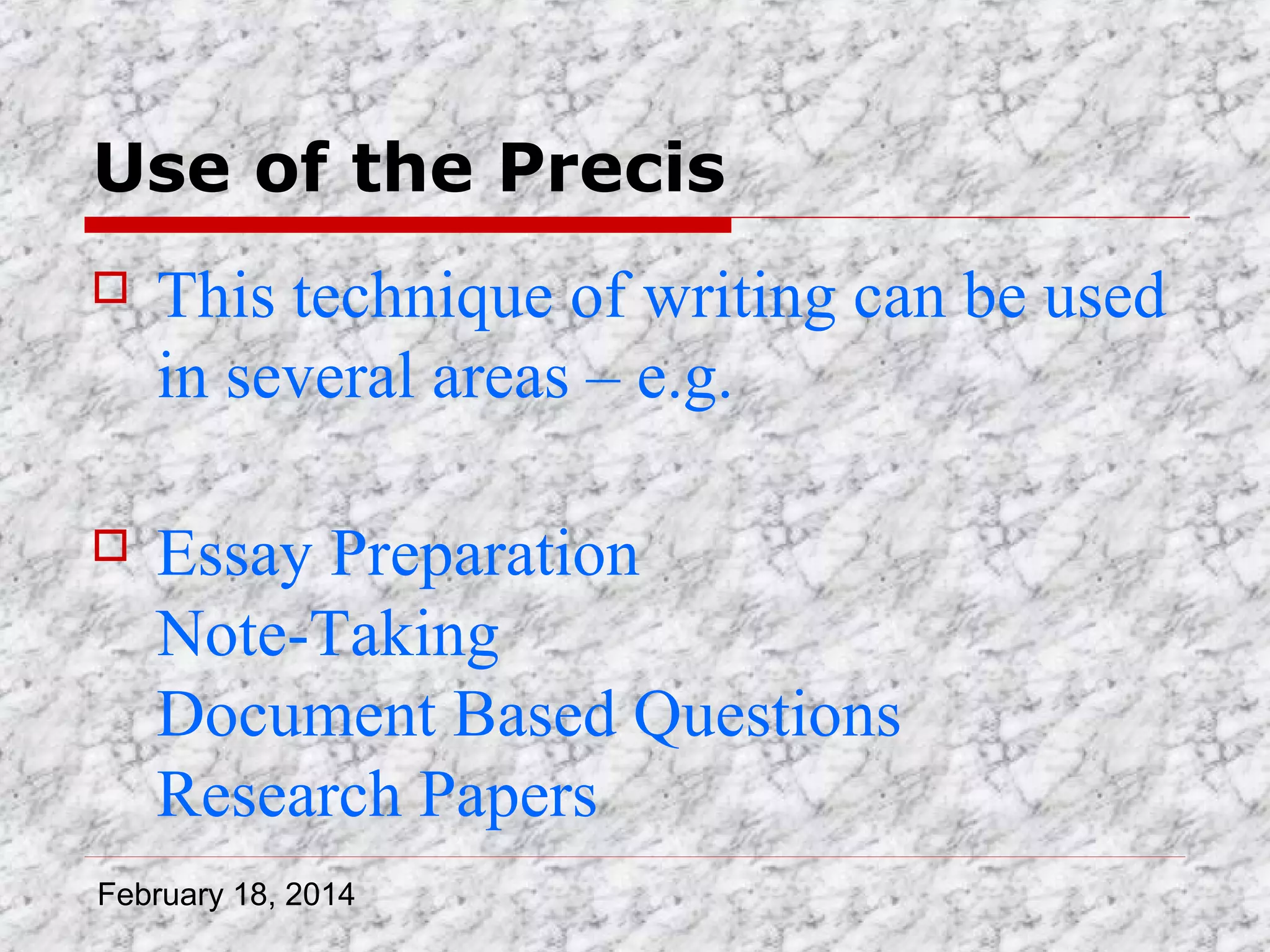 Precis (or summary) | PPT