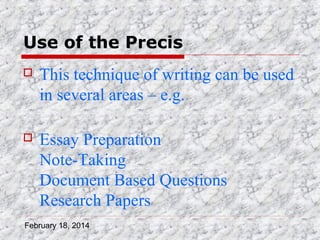 Precis (or summary) | PPT