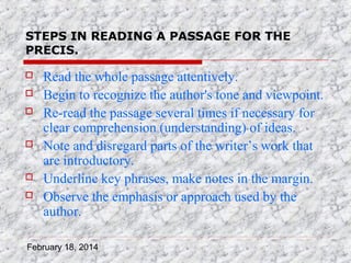 Precis (or summary) | PPT