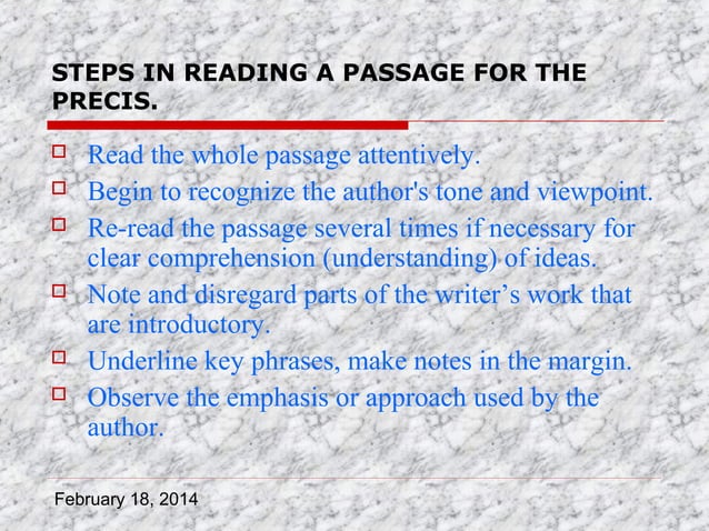 Precis (or summary) | PPT