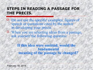 Precis (or summary) | PPT
