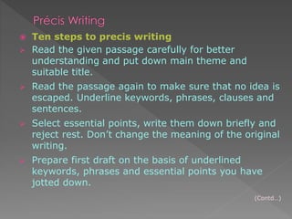 Precis writing | PPTX