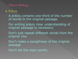 Precis writing | PPTX