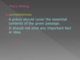 Precis writing | PPTX